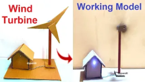 How to make working model of a wind turbine from cardboard school ...