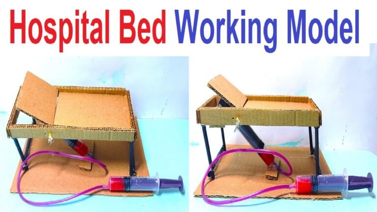hospital bed working model using cardboard and hydraulic syringes ...