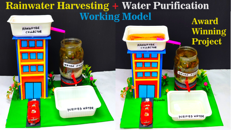 how to make rainwater harvesting and water purification working model ...