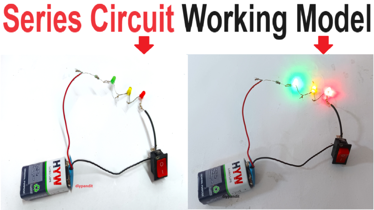 how to make working model of a series circuit with three colored LED ...