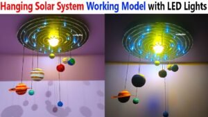 how to make hanging solar system working model with LED lights ...