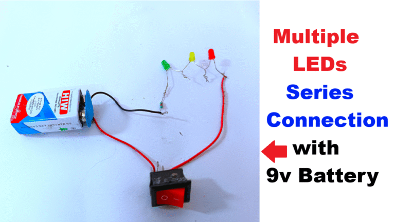 how to connect 3 LEDs in series with a 9V battery, switch, and resistor ...